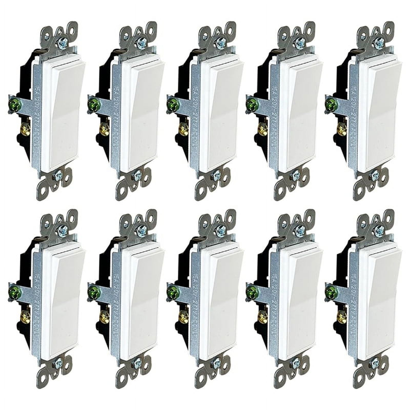 [10-Pack] 3-Way Decorator Paddle Rocker Light Switch, 3-Wire, Grounding ...