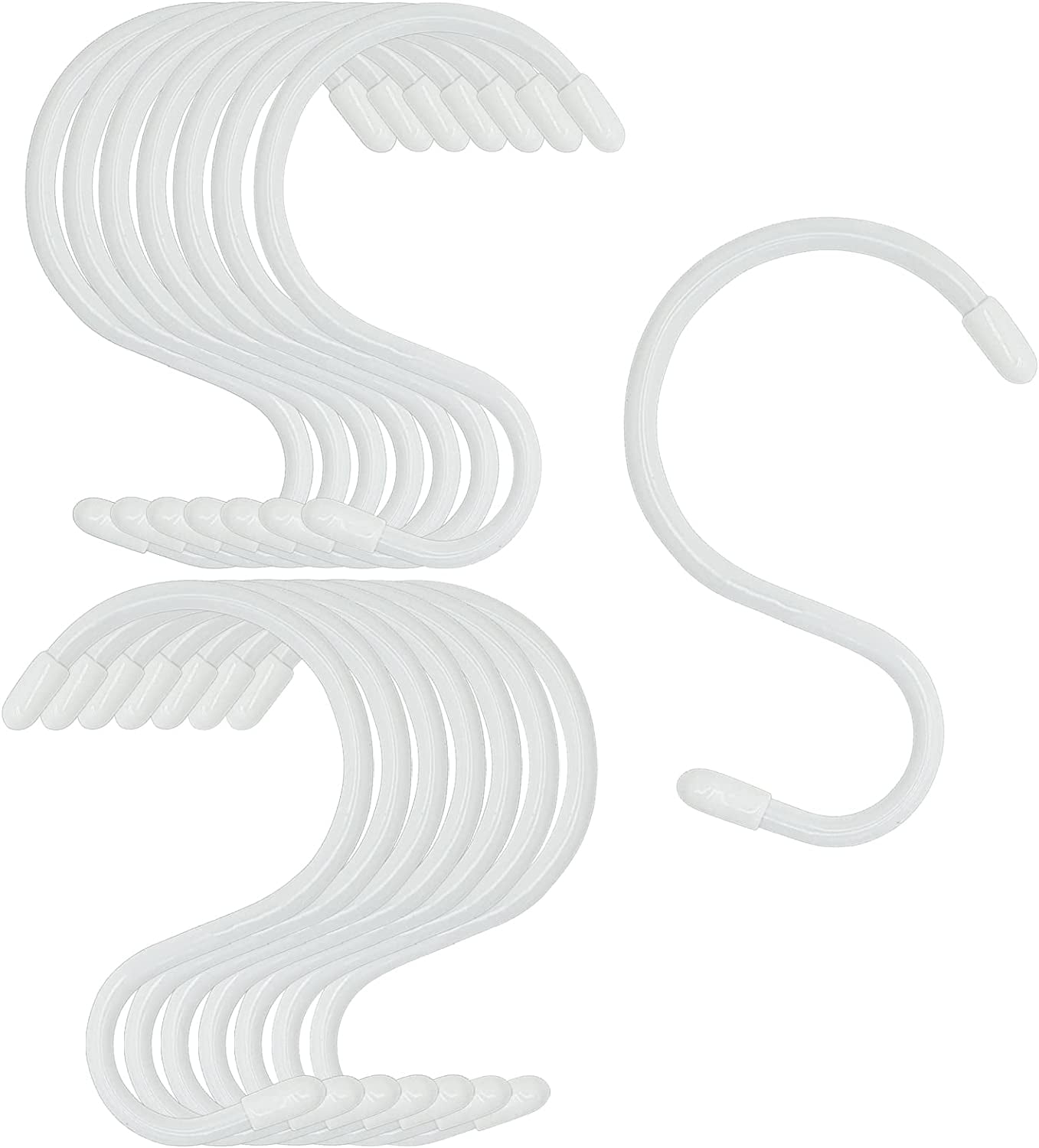 10 Pack 3 inch Small S Hook, Vinyl Coated S Hooks with Rubber Stopper ...