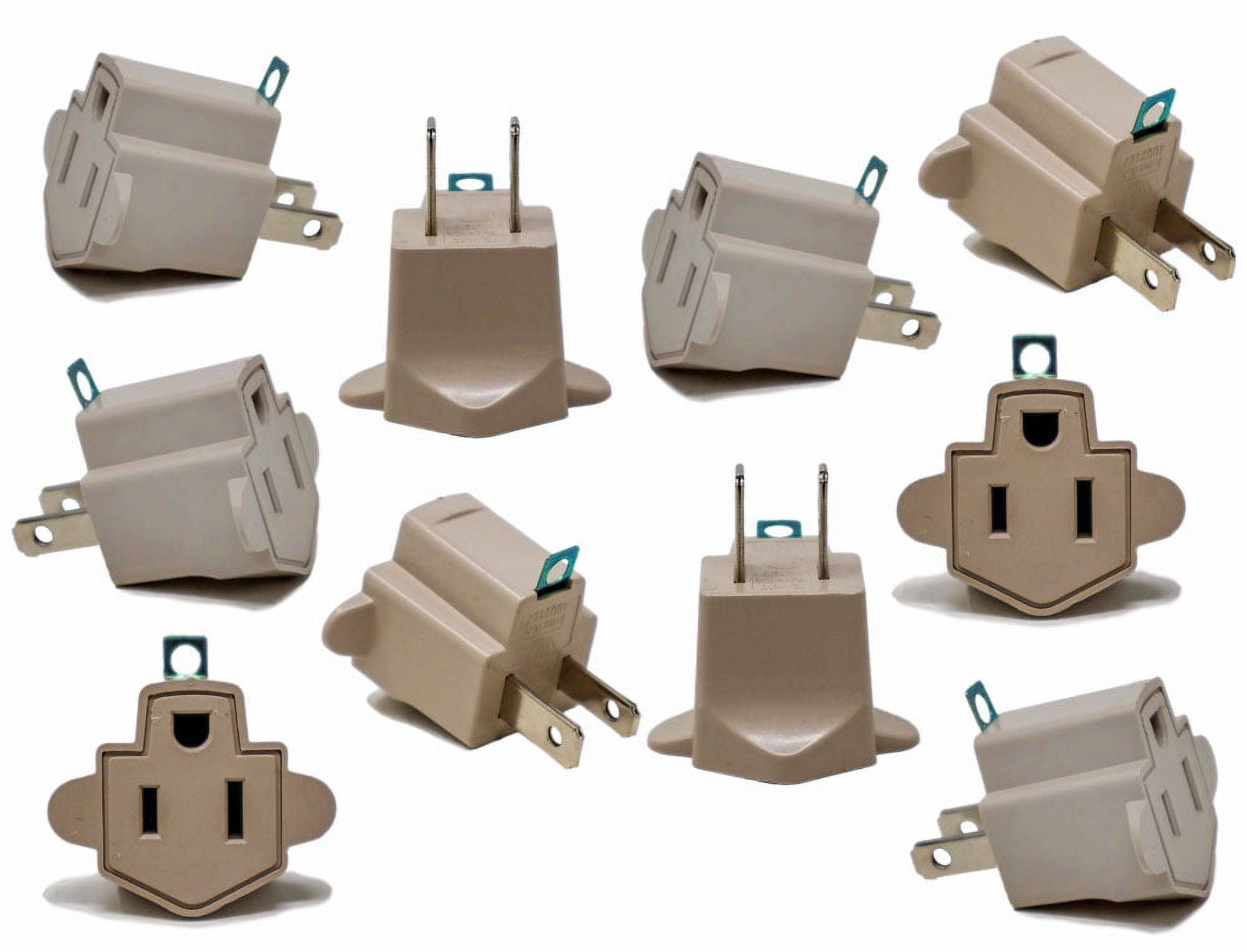 Nippon America 3 to 2 Prong AC Adapter, Polarized Ground Plug, Beige ...