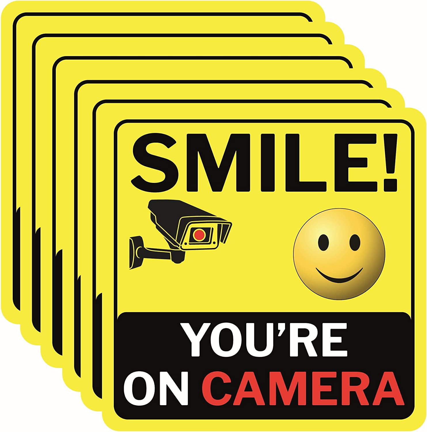 10 Pack 3"x3" Smile You're On Camera Sign, Double-Sided Vinyl Decals ...
