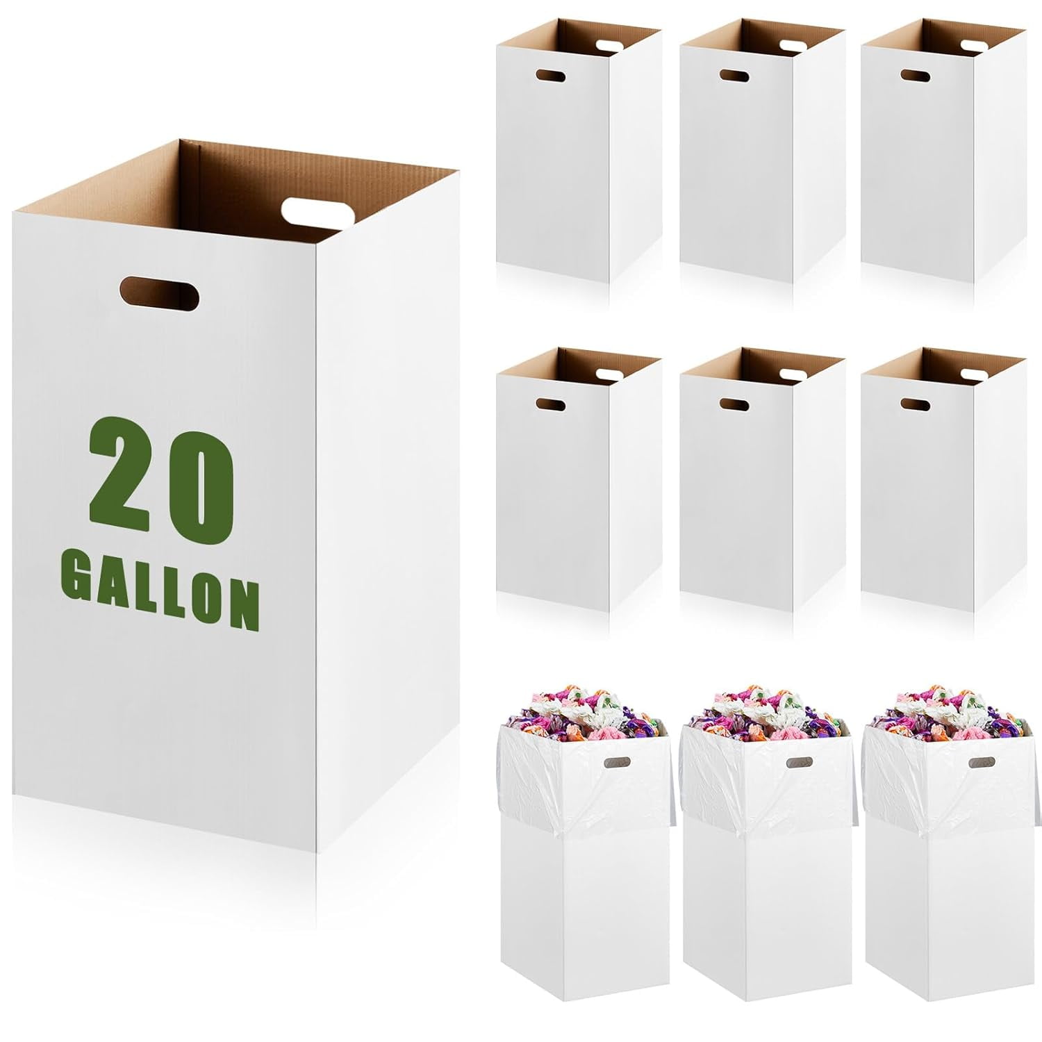 10 Pack 30 Gallon Corrugated Cardboard Trash Cans Bulk for Events ...