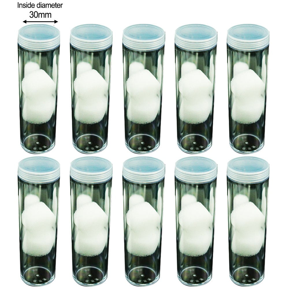 10-Pack 30Mm Plastic Round Transparent Box Coin Storage Protective Tube ...