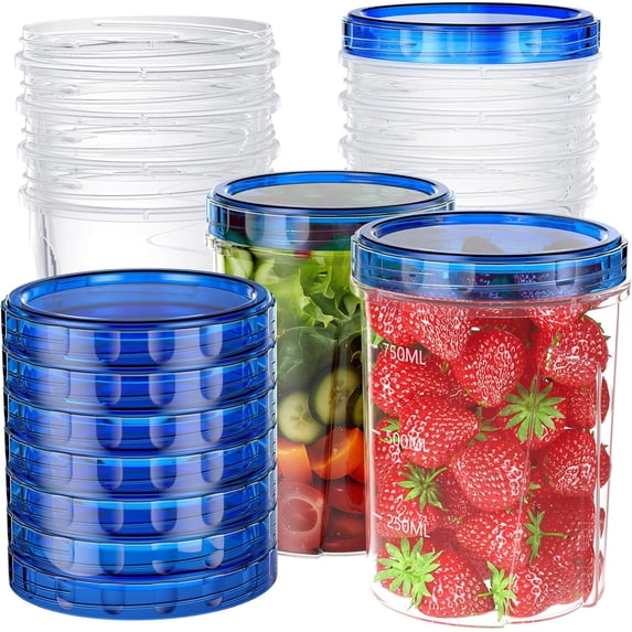 10 Pack 32 OZ Plastic Freezer Storage Containers with Twist Top Lids ...