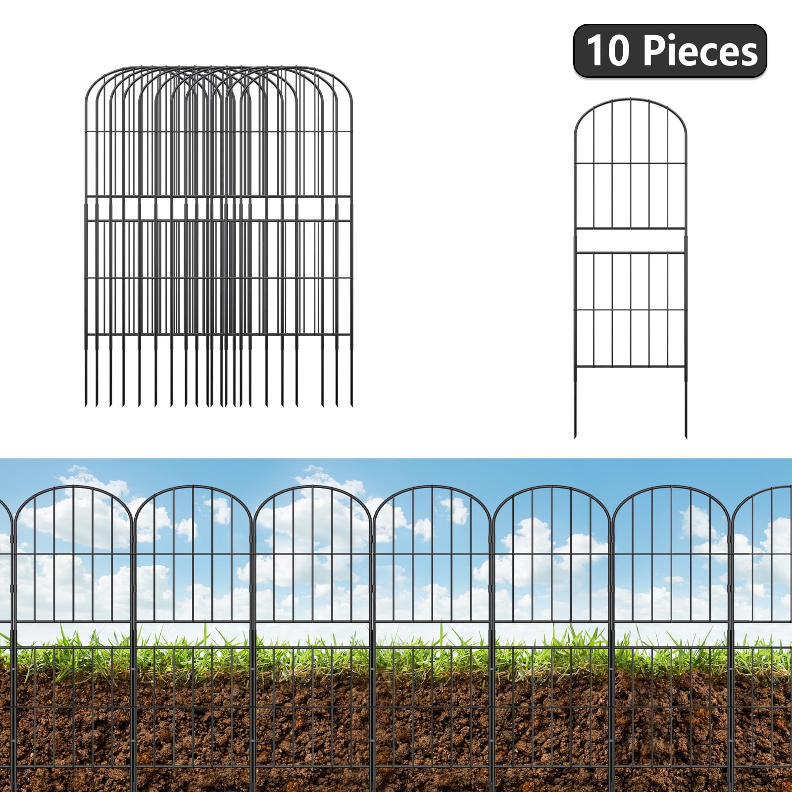 10-Pack 36" Metal Garden Fence Panels - Rustproof Animal Barrier, 10 ...