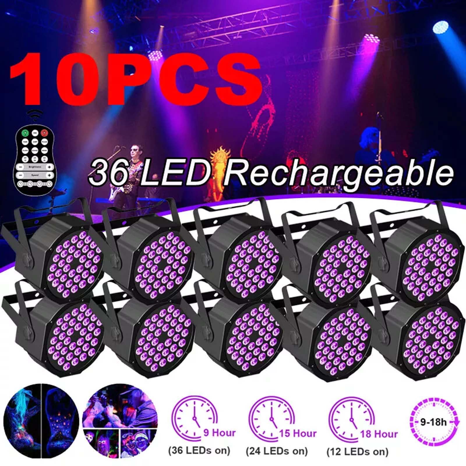10 Pack 36LED Black Light Rechargeable UV Par Light with Built-in ...