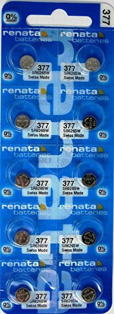 10 Pack 377 Renata Silver Oxide 0% Mercury Electronic Batteries SR626SW ...