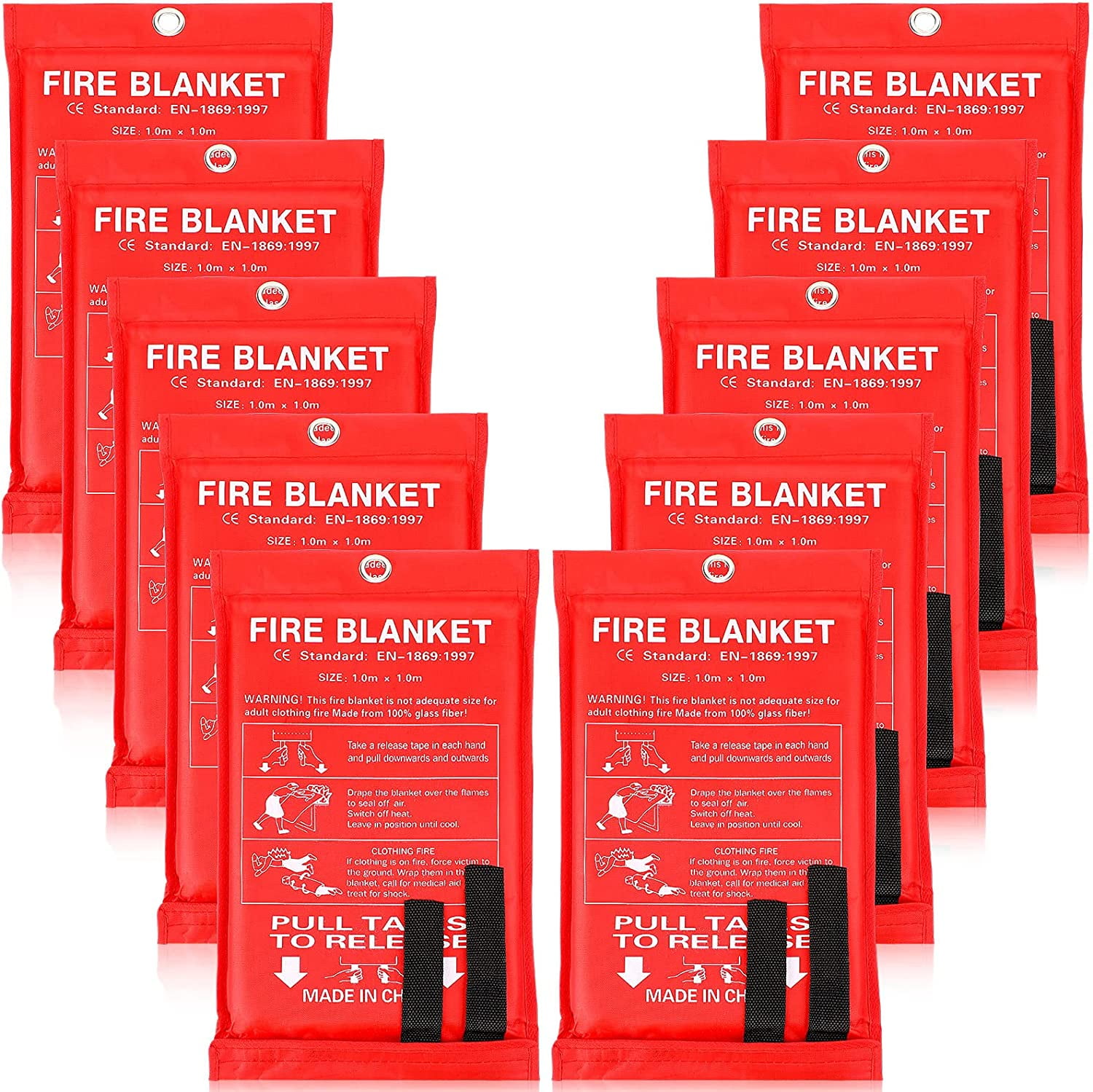 10 Pack 39” x 39” Fire Blanket Emergency Fire Blanket for Home Kitchen ...