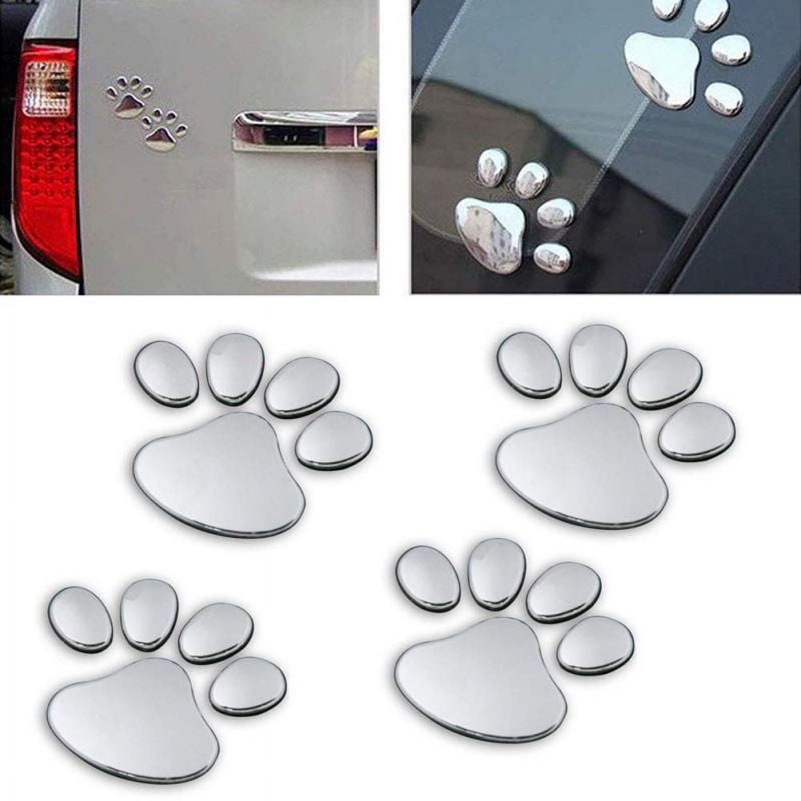 10 Pack 3D Chrome Dog Paw Footprint Sticker Decal Auto Car Emblem Decal ...