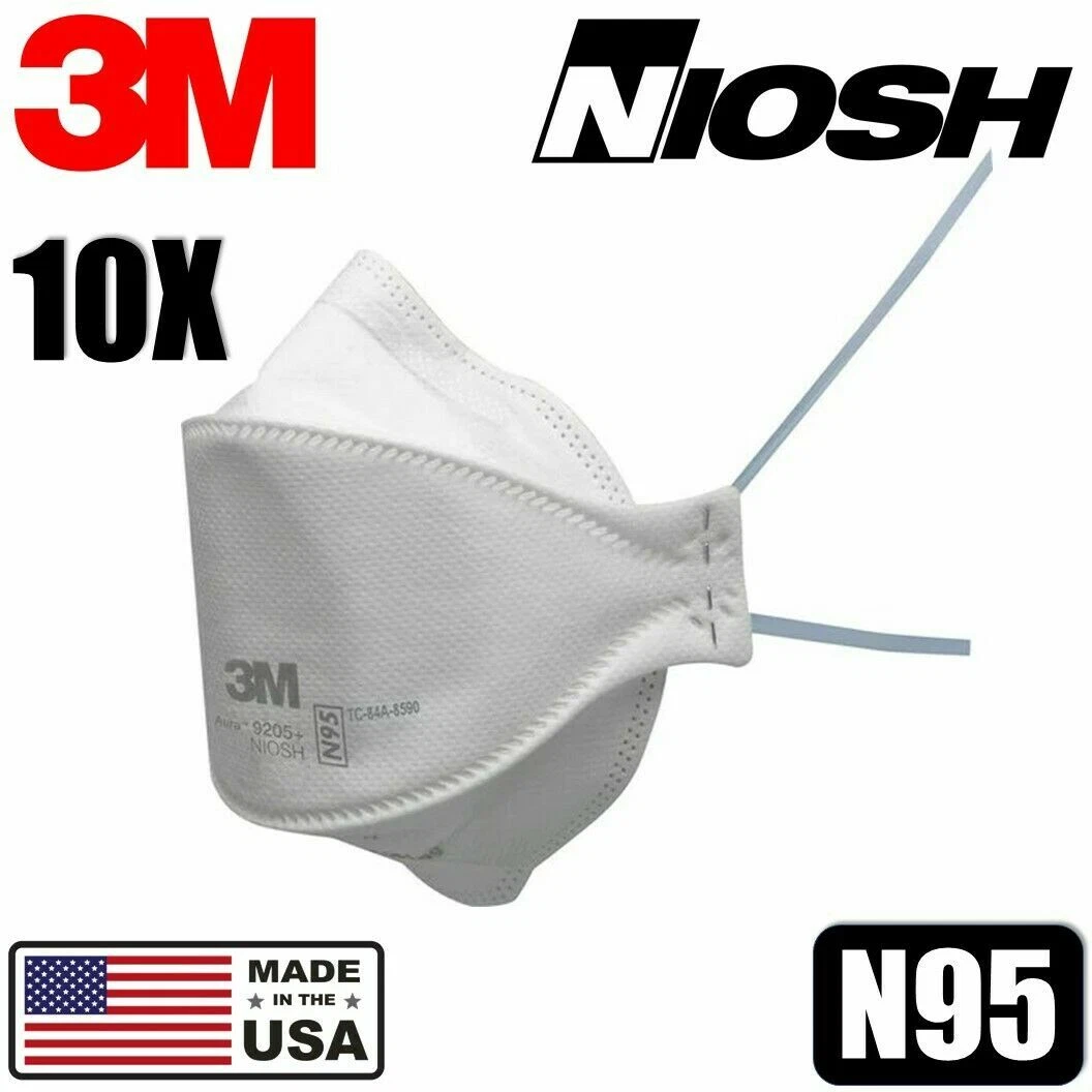 10-Pack 3M Aura 9205+ N95 Niosh Protective Disposable Face Mask Respirator New - Walmart.com
