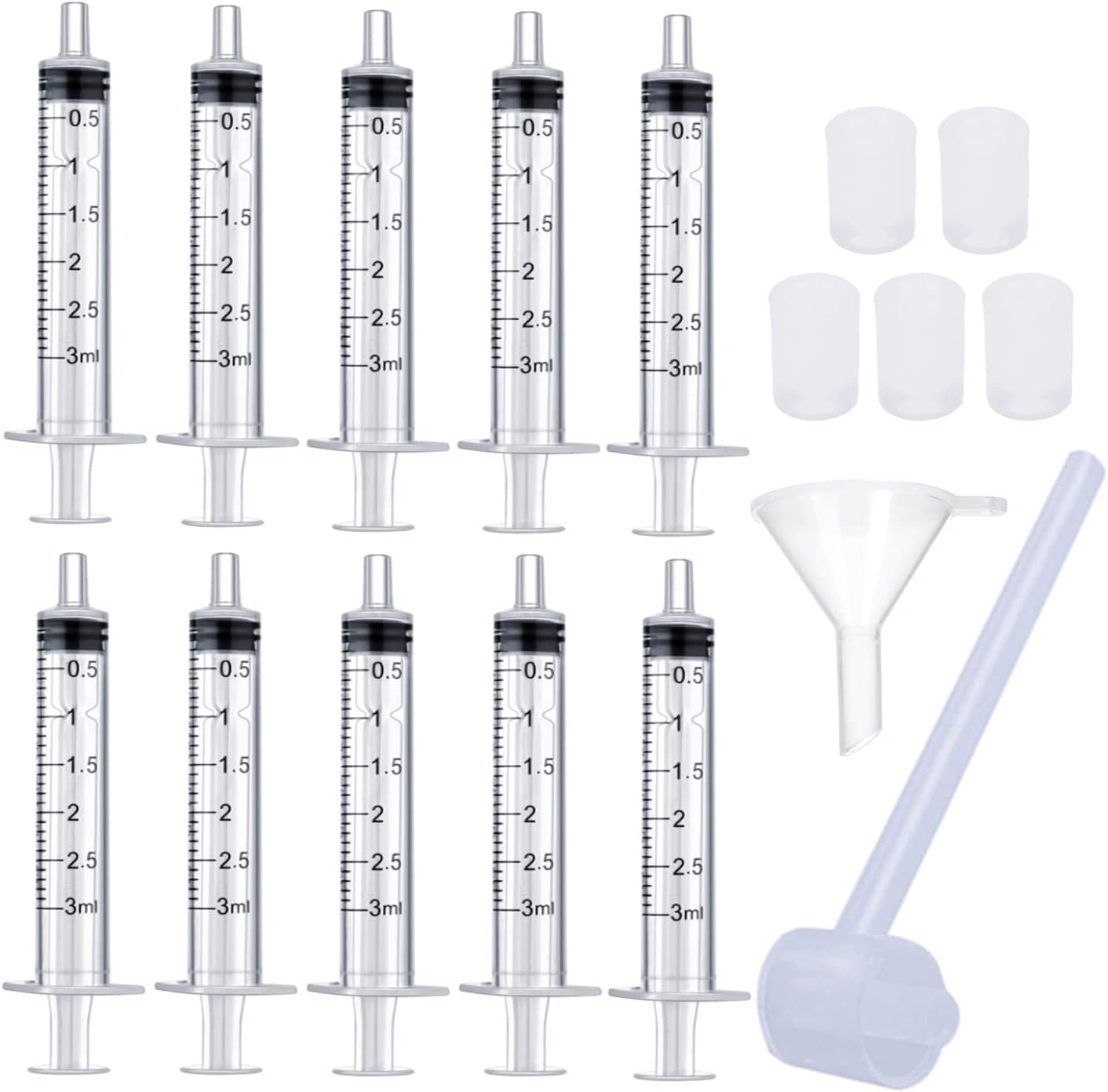 10 Pack 3ml Reusable Plastic Syringe with Extraction Adapters Funnel ...