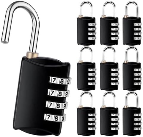 10 Pack 4 Digit Combination Locks Small Combination Padlock Luggage ...
