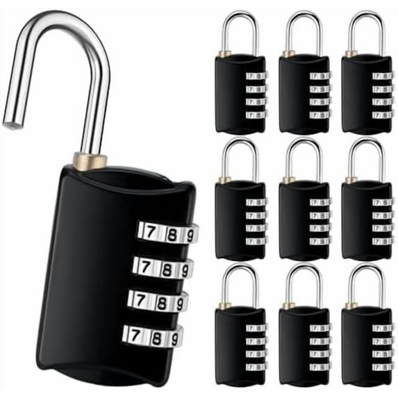 10 Pack 4 Digit Combination Locks Small Combination Padlock Luggage ...