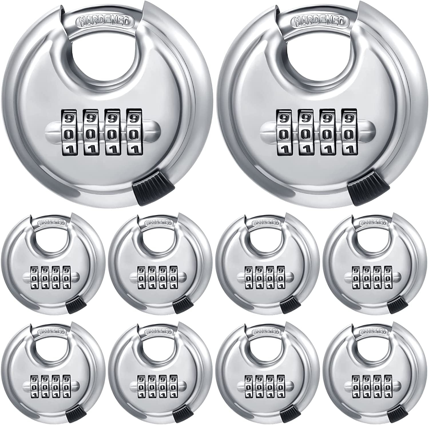 10 Pack 4 Digit Combination Locks Stainless Steel Code Disc Lock Combo ...