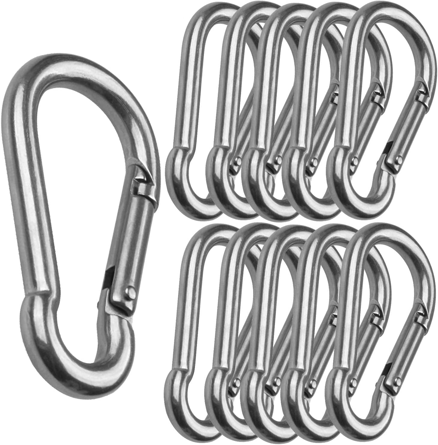 10 Pack 4 Inch Spring Snap Hook Stainless Steel 304 Carabiner Clips ...