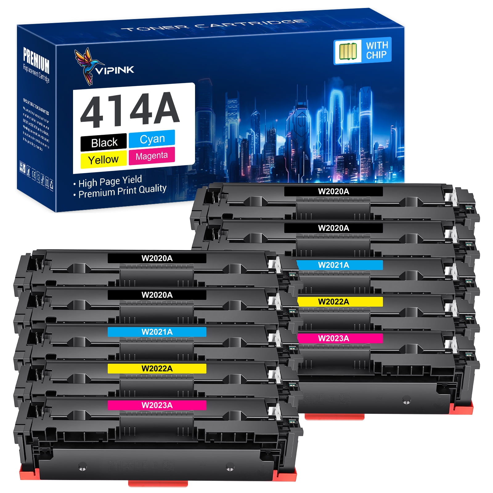 10-Pack 414A Toner Cartridge WITH CHIP Compatible for HP W2020A 414A ...