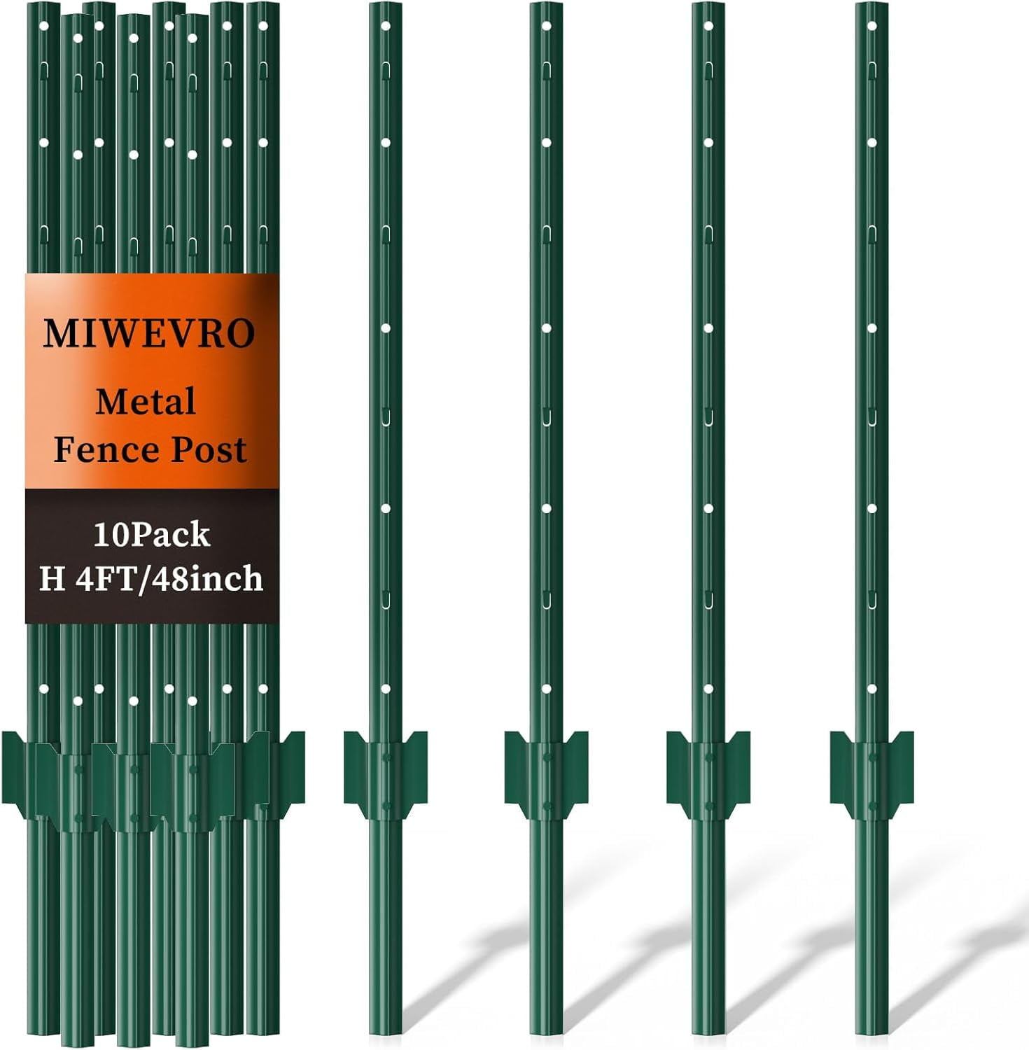 10 Pack 4ft Heavy Duty Metal U-Post Garden Fence Stakes | No Dig U ...