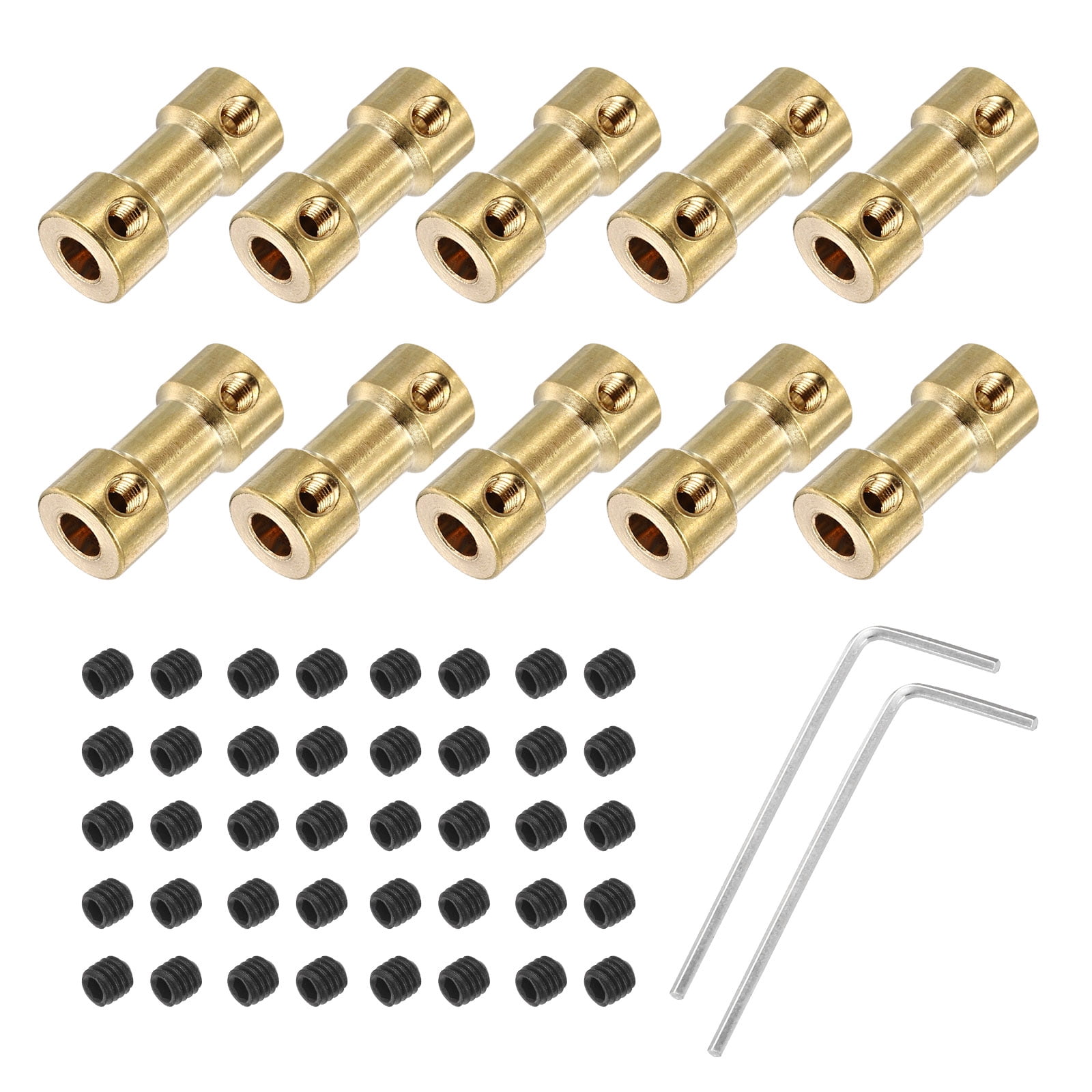 10 Pack 4mm to 4mm Brass Shaft Coupling Joint Connector with Screws and ...