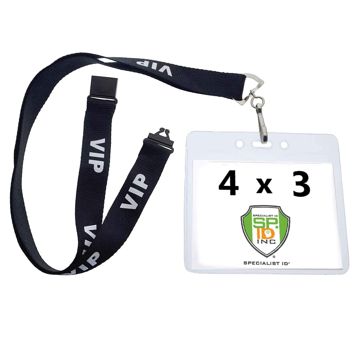 10 Pack - 4x3 Name Badge Holder with Lanyard - Clear Plastic Horizontal ...