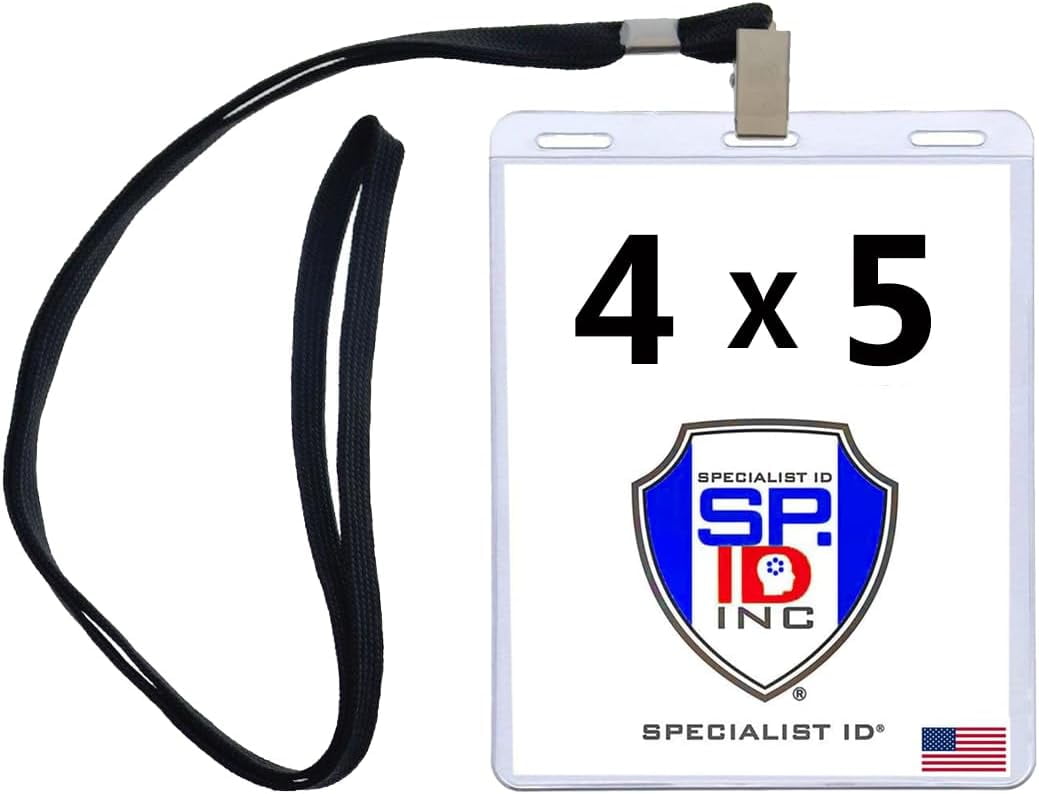 10 Pack - 4x5 Badge Holder with Lanyards - 4 x 5 Inch Conference ID ...