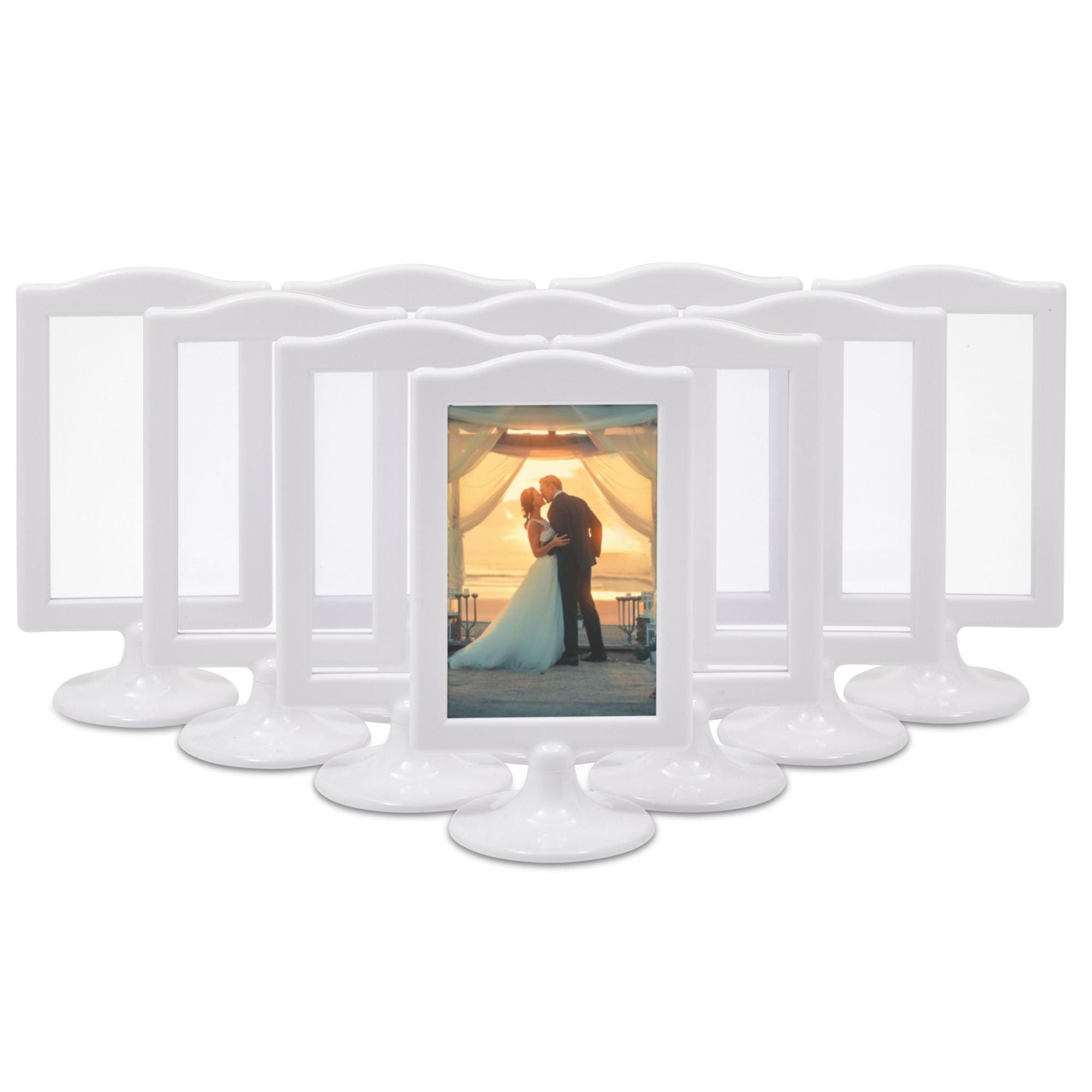 10 Pack Dual Photo Display - 4x6 White Pedestal Picture Frames for ...