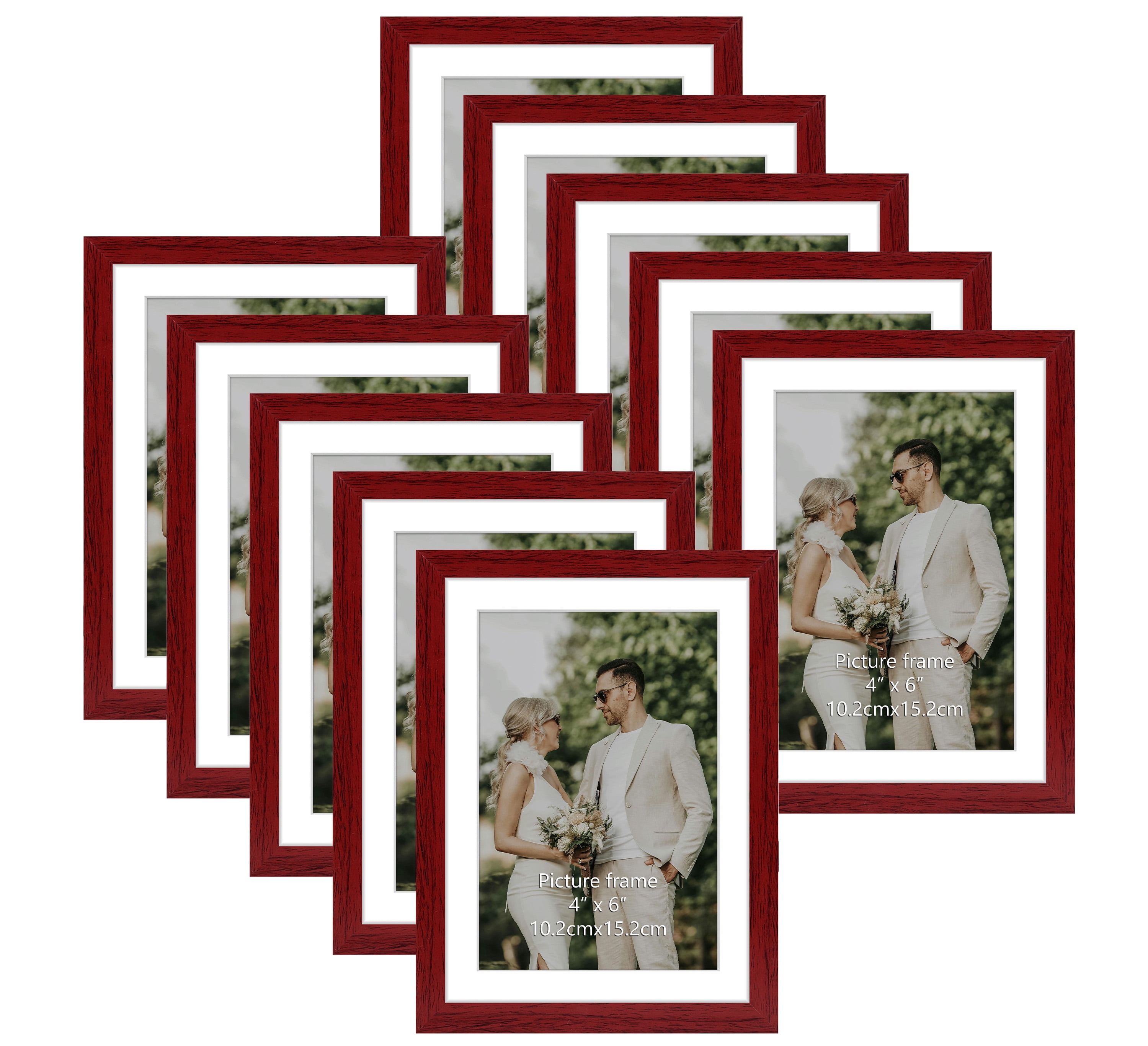 10 Pack 4x6 Picture Frames Set, Reddish-Brown 4 by 6 Photo Frame for ...