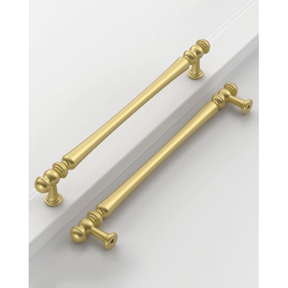 10 Pack 5"(128mm) Hole Center Brushed Brass Cabinet Pulls, Brass ...
