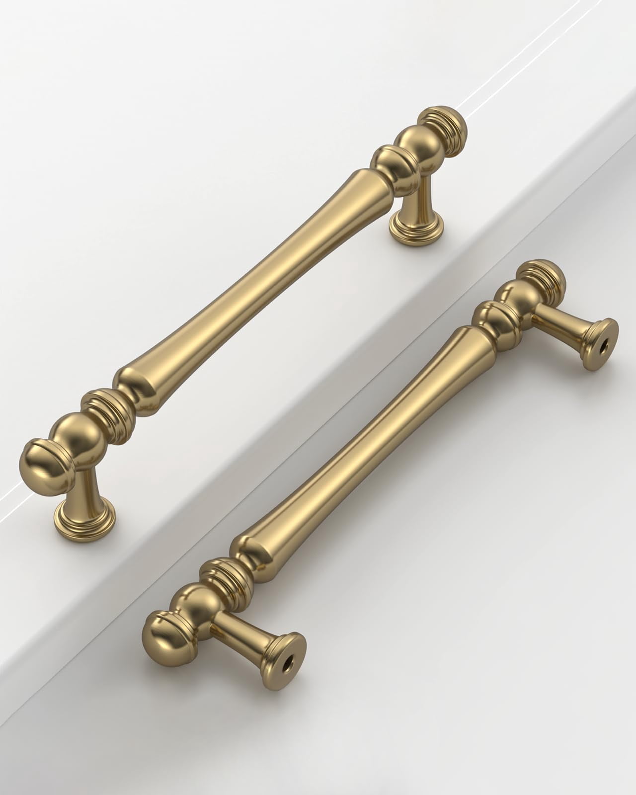 10 Pack 5"(128mm) Hole Center Brushed Brass Cabinet Pulls, Brass ...