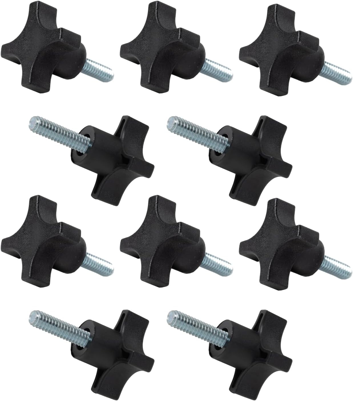 10 Pack 5/16"-18 4 Point Knobs with 1" Threaded Stud, Thumb Screw Knobs ...