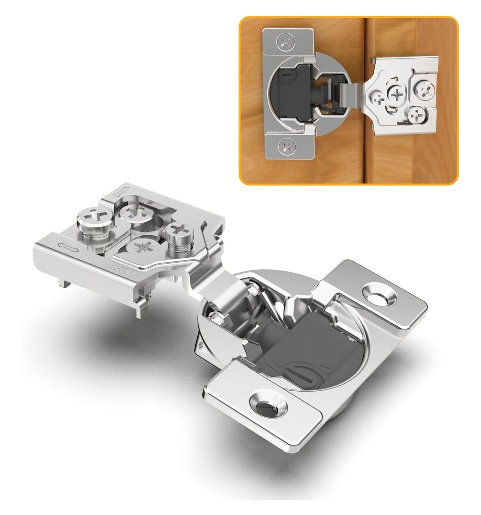 10 Pack 5/8" Overlay 4D Soft Close Concealed Hinges for Face Frame Door ...