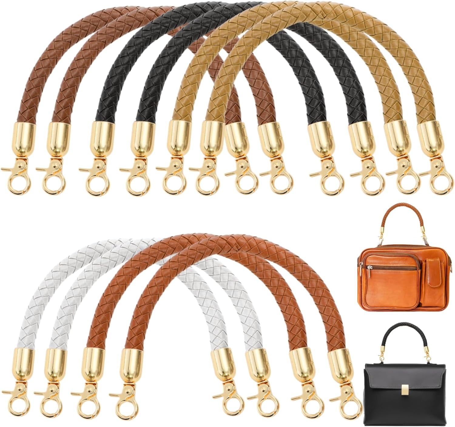 10 Pack 5 Colors 12" Shoulder Bag Purse Handles, Short PU Leather Purse ...