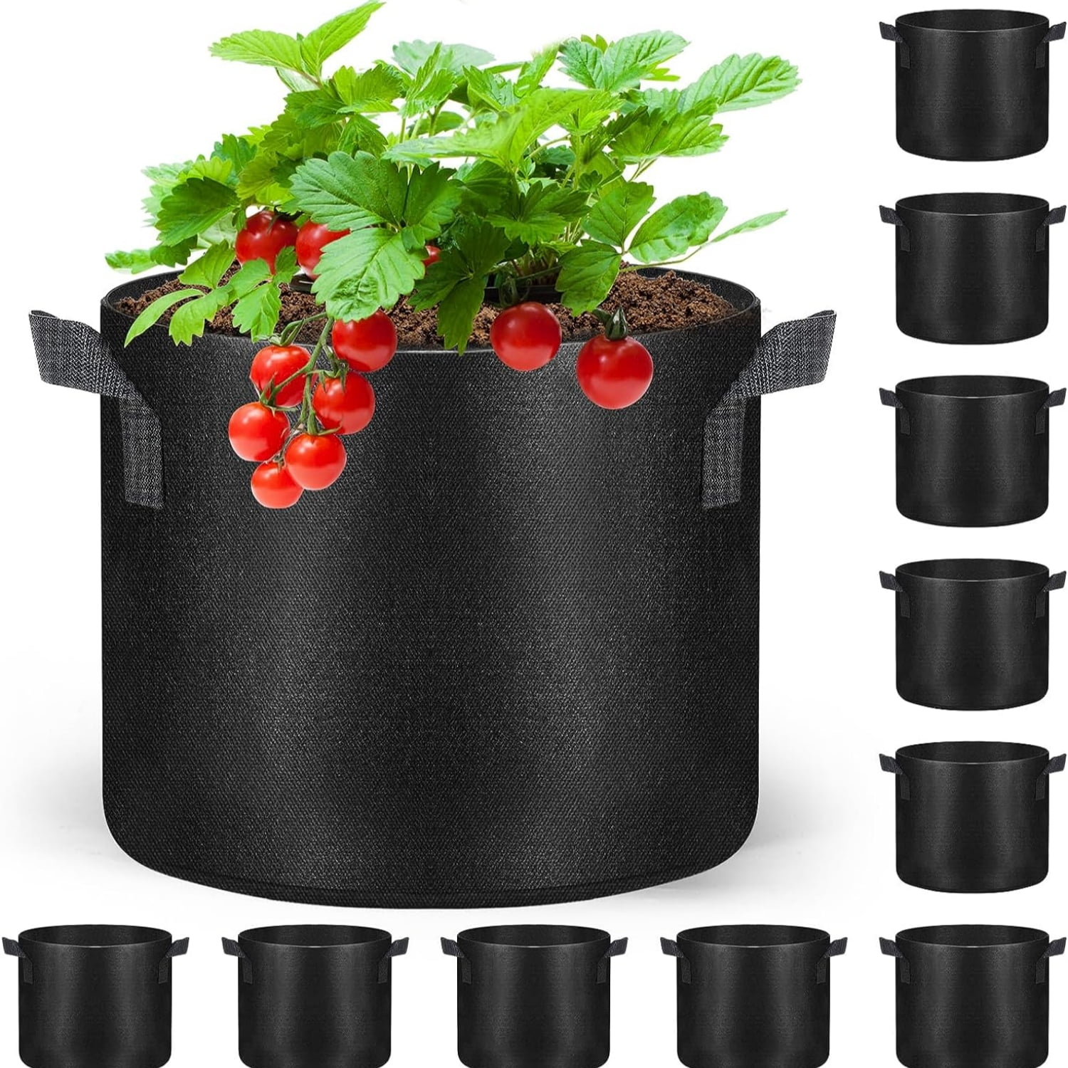 10 Pack 5 Gallon Fabric Grow Bags, Planters Pots with Handles, Plant ...