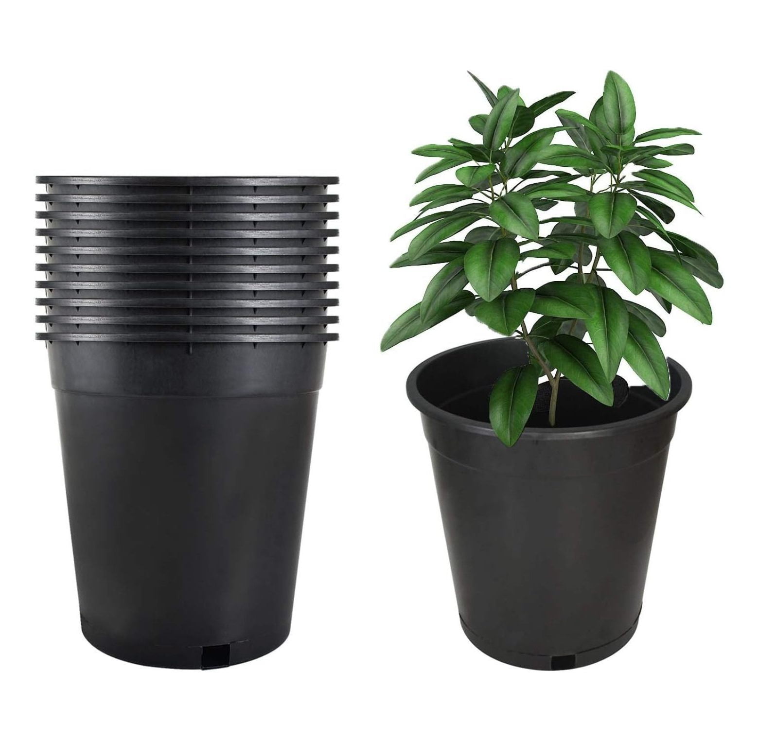 10-Pack 5 Gallon Premium Black Nursery Pot Plant Container Garden ...