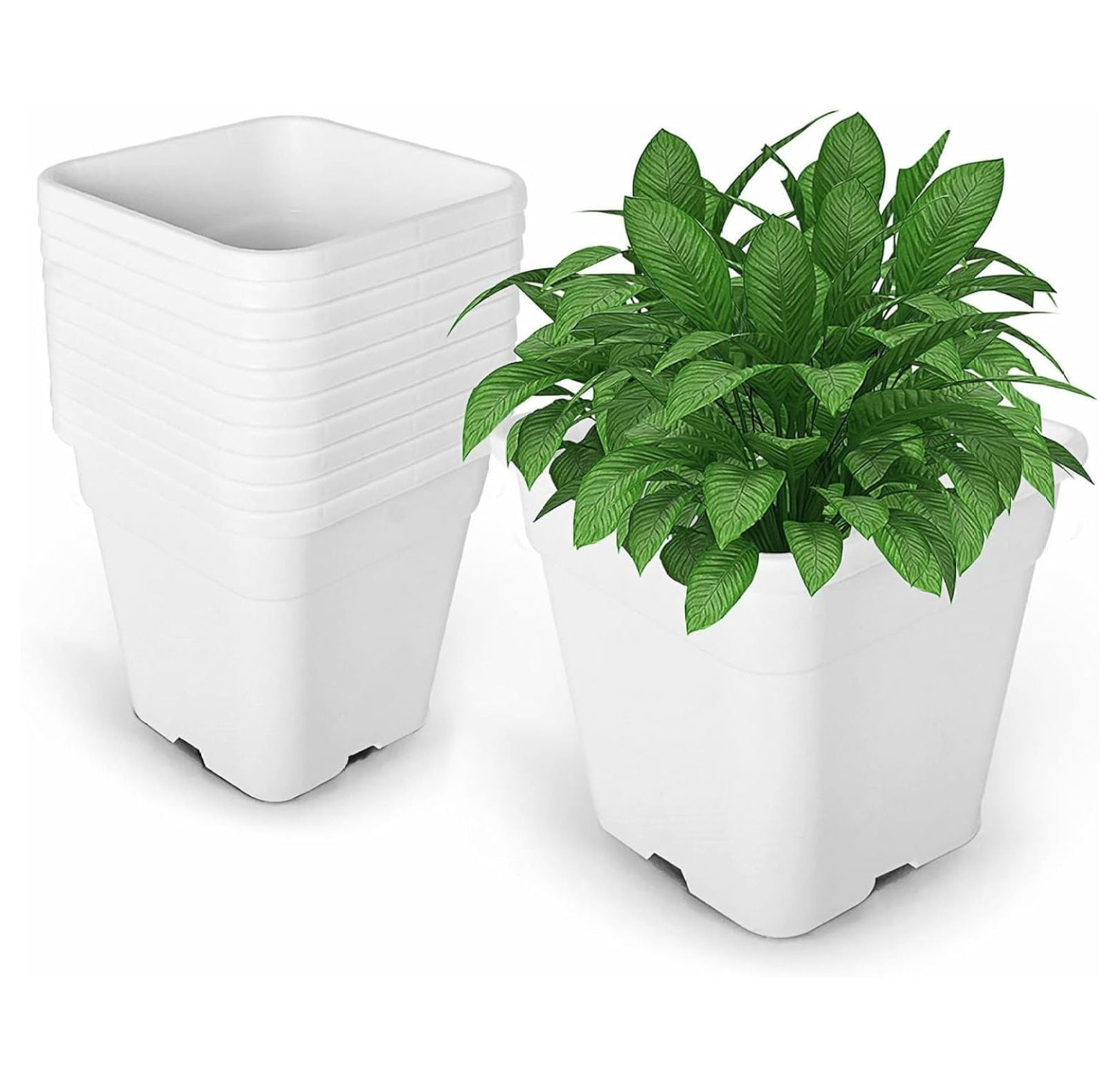 10 Pack 5 Gallon Square Nursery Pots Seedling Flower Plant Container ...