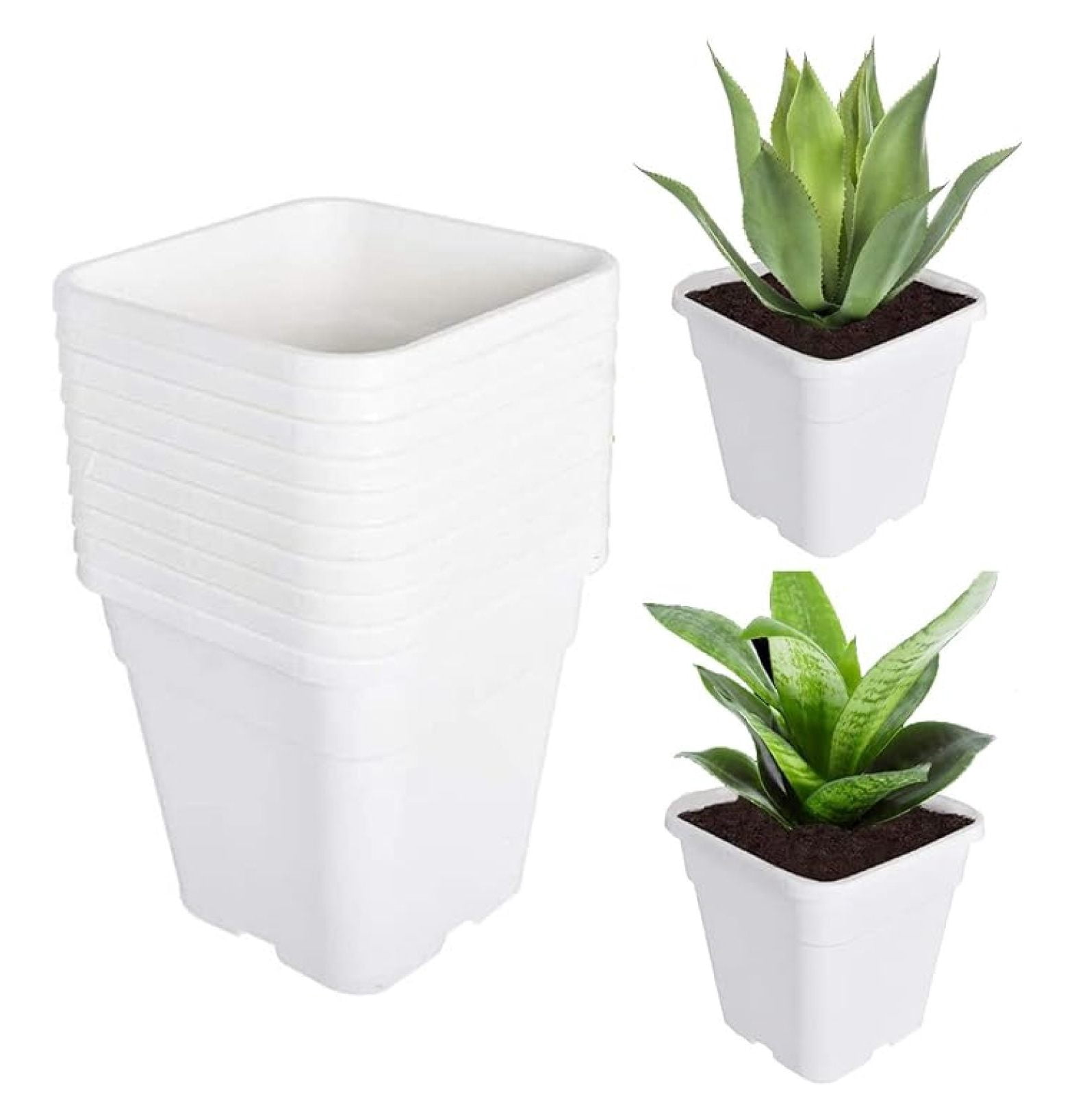 10-Pack 5 Gallon Square Plant Pot Grow Pots White Container for Indoor ...