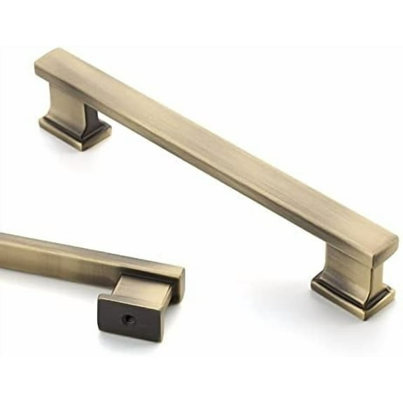 10 Pack 5 Inch(128mm) Brushed Antique Brass Kitchen Cabinet Handles ...