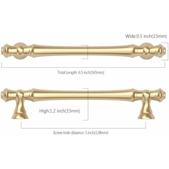 10 Pack 5 Inch(128mm) Brushed Gold Kitchen Cabinet Handles, Cabinet ...