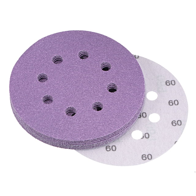 10 Pack 5-Inch Purple Sanding Discs 60 Grits 8 Hole Hook & Loop ...