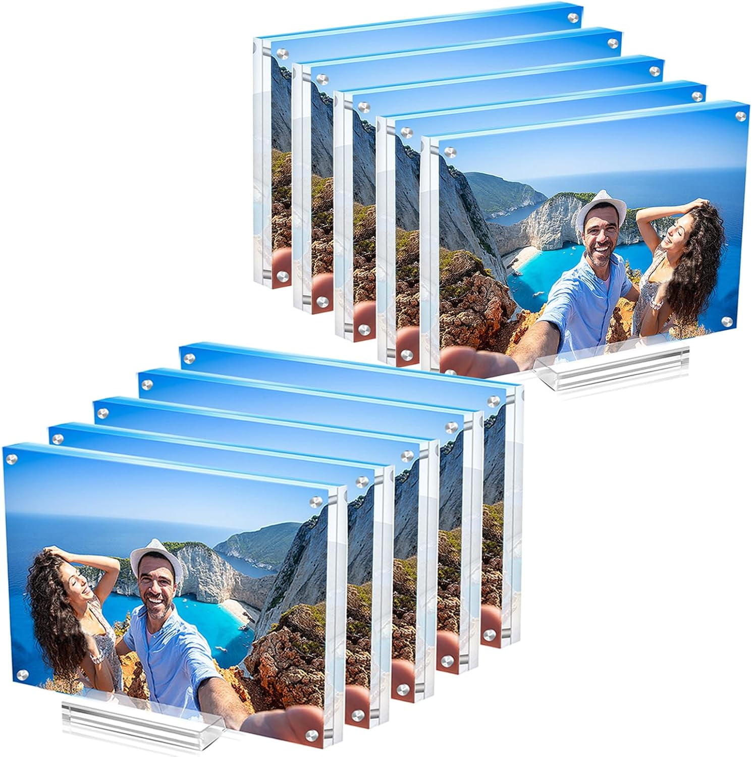 10 Pack 5x7 Acrylic Picture Frame - Magnetic & Frameless Double-Sided ...