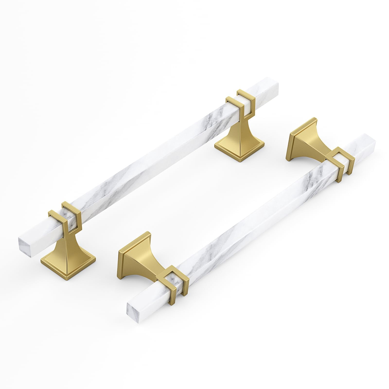 10 Pack 6-1/4 Inch White Marble Cabinet Pulls Grain And Square Dresser ...