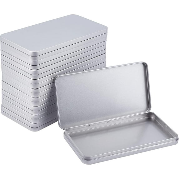 10 Pack 6.7x3.5 Large Rectangle Metal Tin Cans Platinum Tin-Plated Box ...