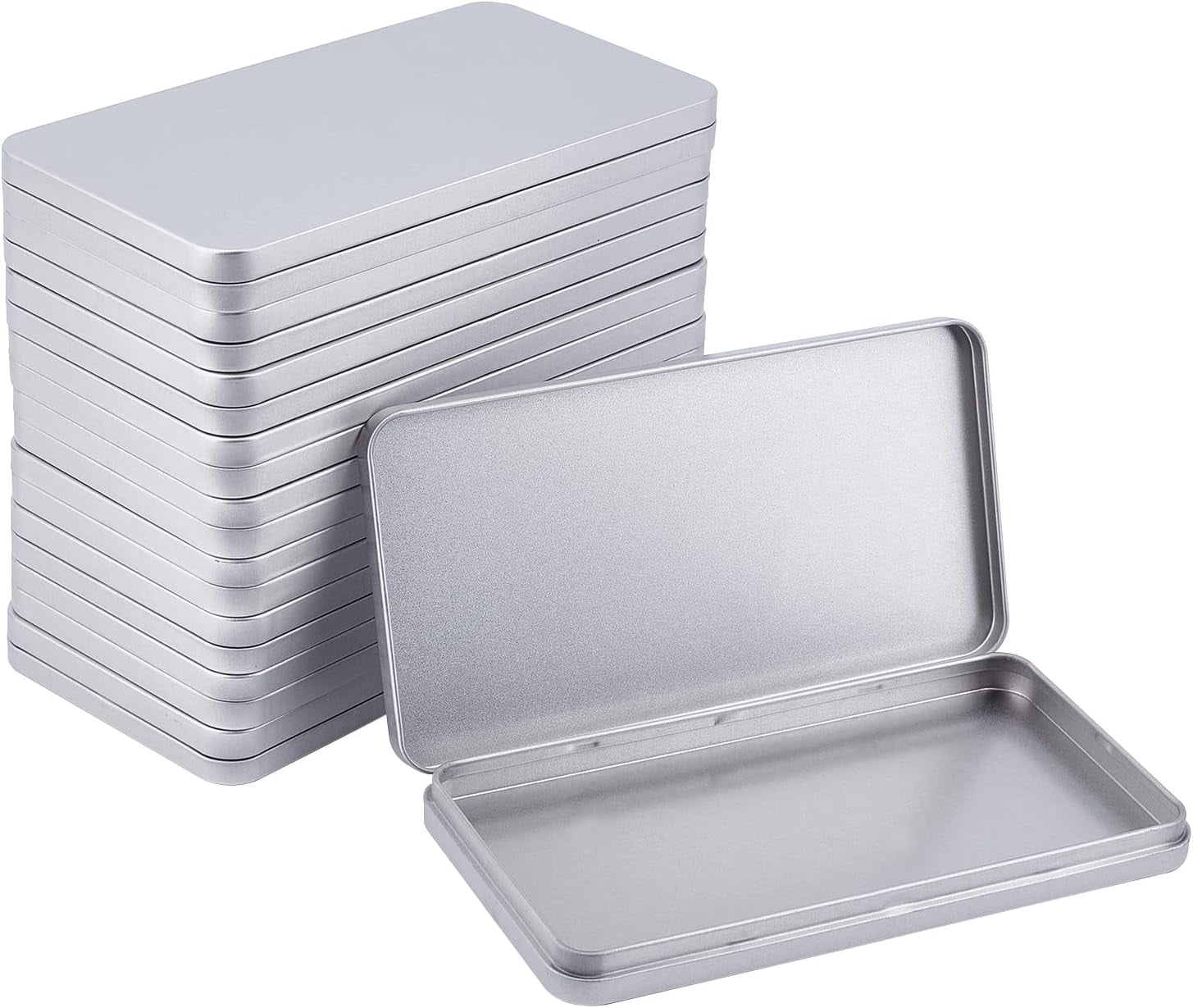 10 Pack 6.7x3.5 Large Rectangle Metal Tin Cans Platinum Tin-Plated Box ...