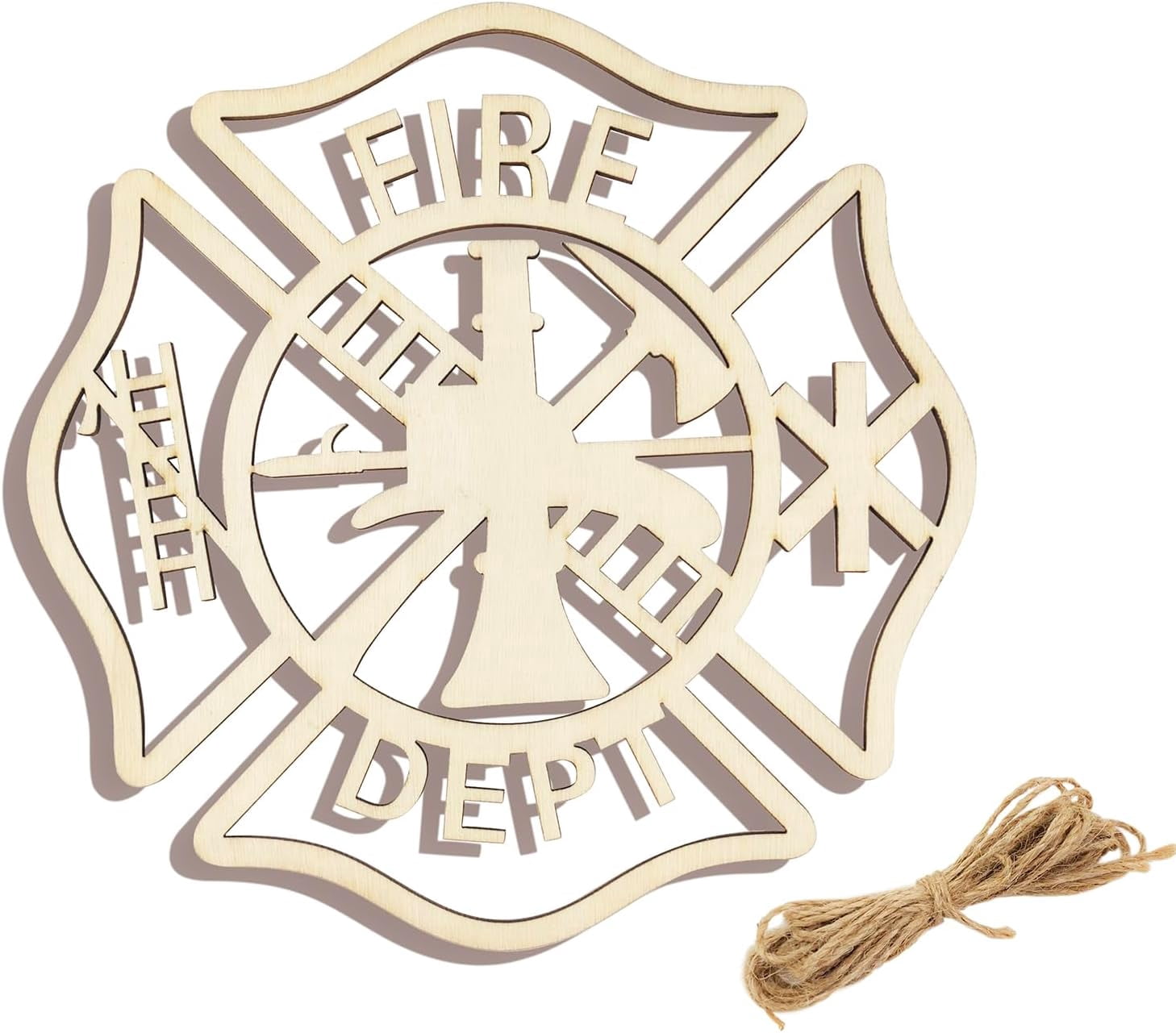 10 Pack 6 Inch Wood Fireman Badge Cutouts Fireman Maltese Cross Cutouts ...