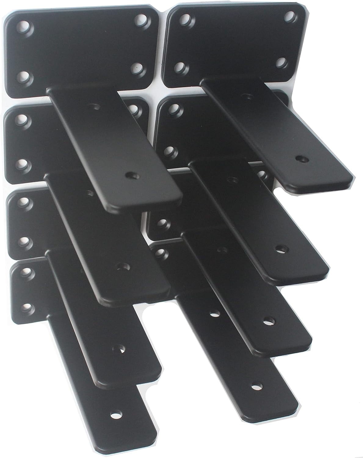 10 Pack - 6 inch Black Hidden L Shelf Bracket (1/5 Inch Thicked) Iron ...