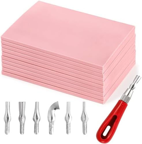 10 Pack 6" x 4" Rubber Stamp Carving Blocks and 6 Pieces Stamp Carving ...