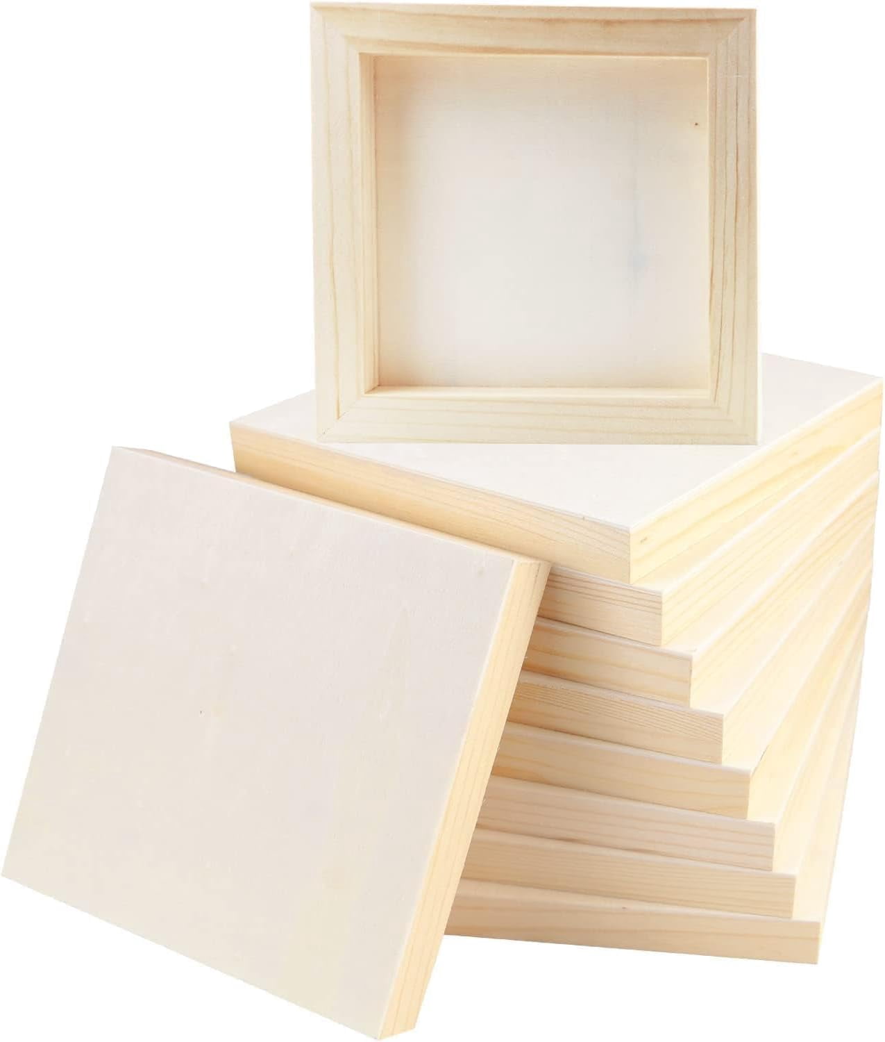 10 Pack 6 x 6 inch Wood Panel Boards, Unfinished Wood Canvas Panels for ...