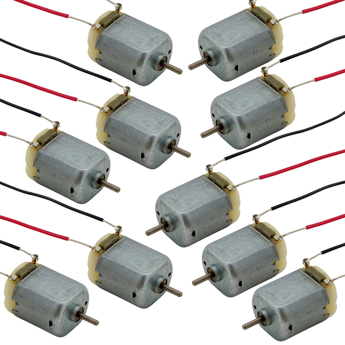 10 Pack 6V DC Motor with Wire Leads, 9000 RPM, (1" x 0.8" x 0.6 ...