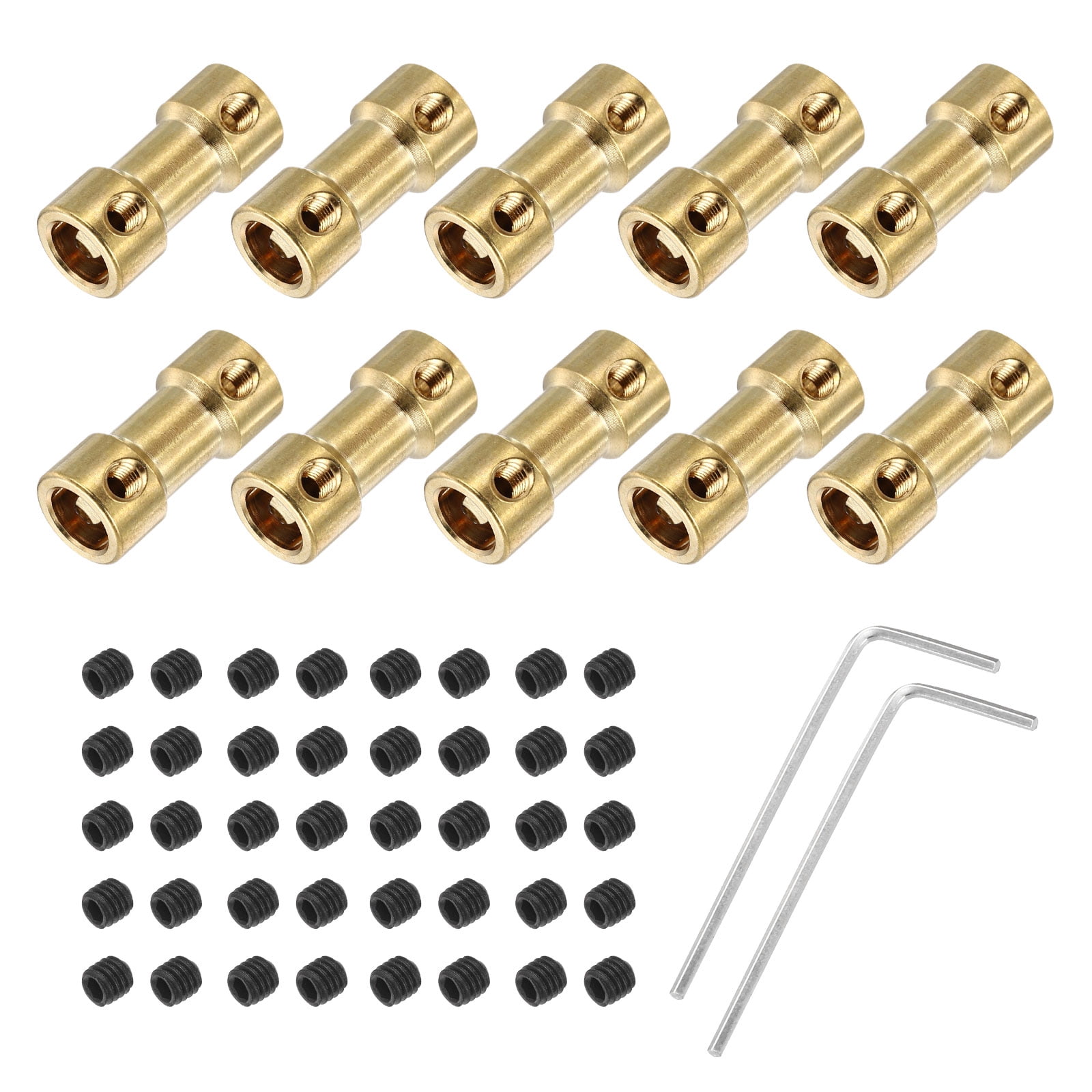 10 Pack 6mm to 6mm Brass Shaft Coupling Joint Connector with Screws and ...