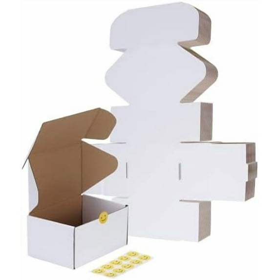10 Pack 6x4x3 Small Shipping Boxes, White Corrugated Cardboard Box for ...