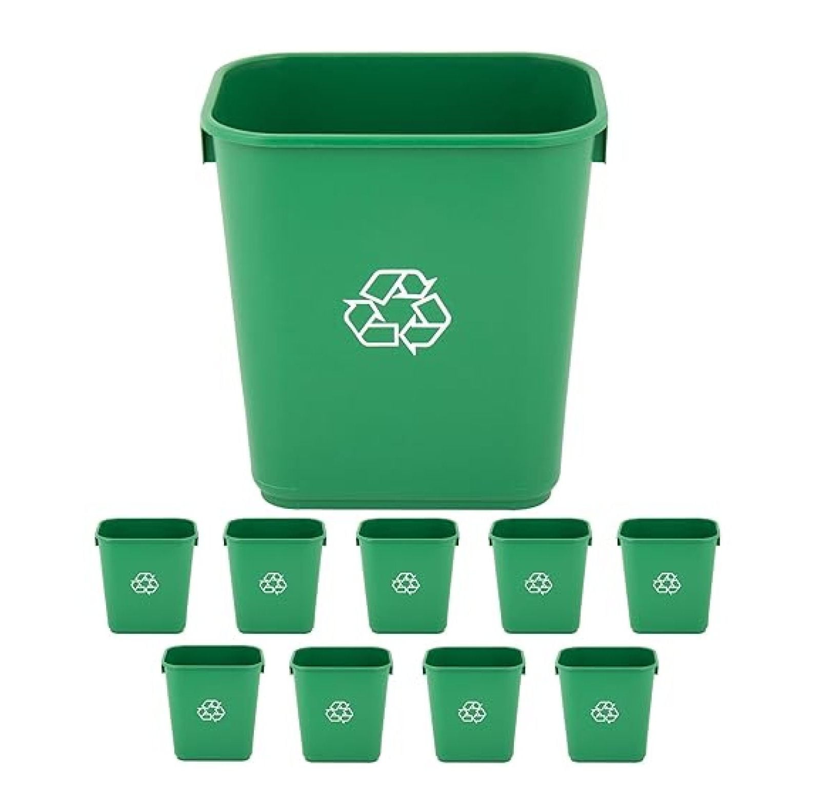 10 Pack! 7 Gallon Green Rectangular Wastebasket Restaurant Trash can ...