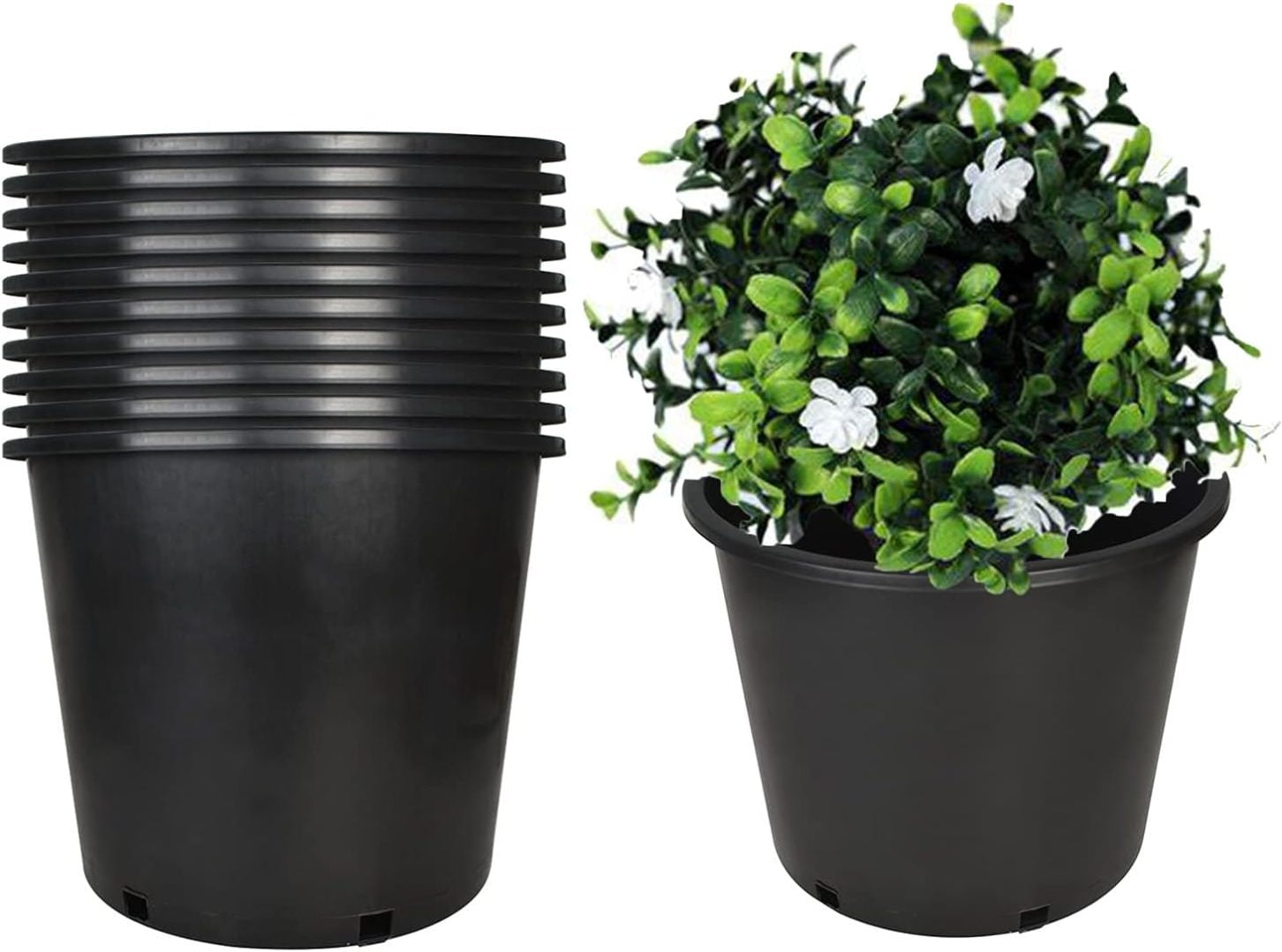10-Pack 7 Gallon Premium Black Nursery Pot Plant Container Garden ...